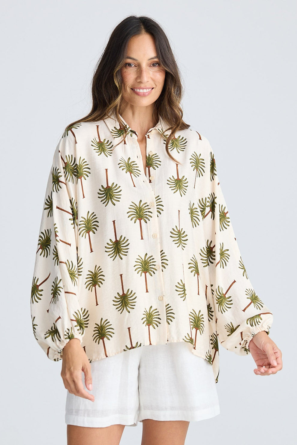 Cliffside Shirt - Ivory Palm Print – Holiday Trading & Co.